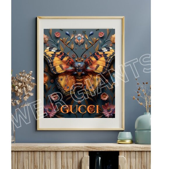 Denardai | Art | Gucci Butterfly Print 8x24 Stunning Trendy Wall Art By ...